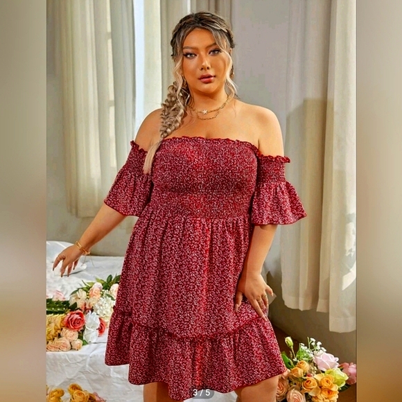 SHEIN | Dresses | Shien Floral Off The Shoulder Midi Dress 2x | Poshmark